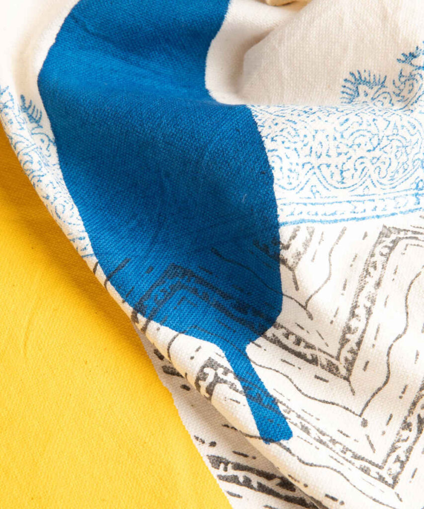 Handcrafted Linen Block Print Table Runner Sarv Ghajar - ShopiPersia