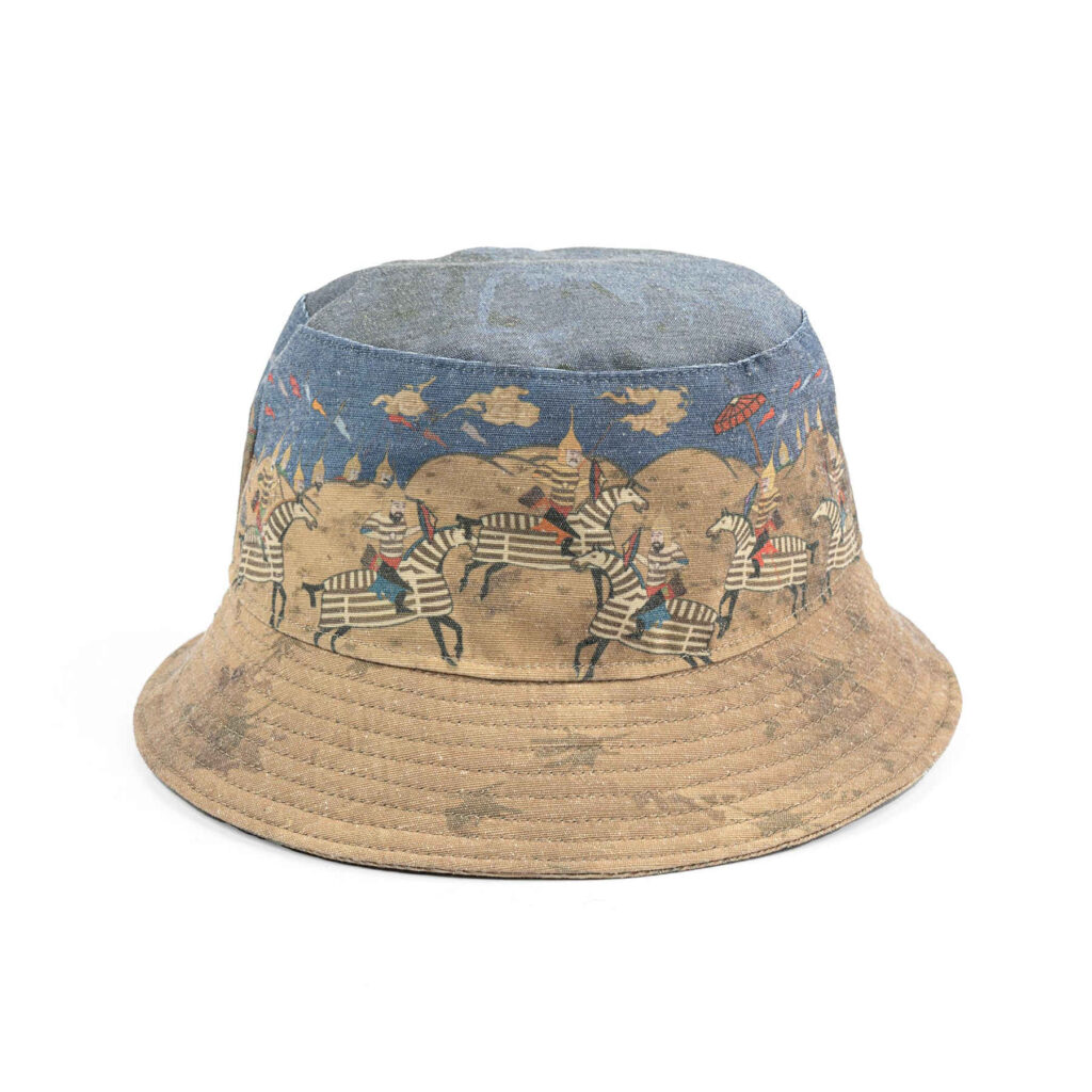 Artistic Design Bucket Hat with Iranian Razm Pattern - ShopiPersia