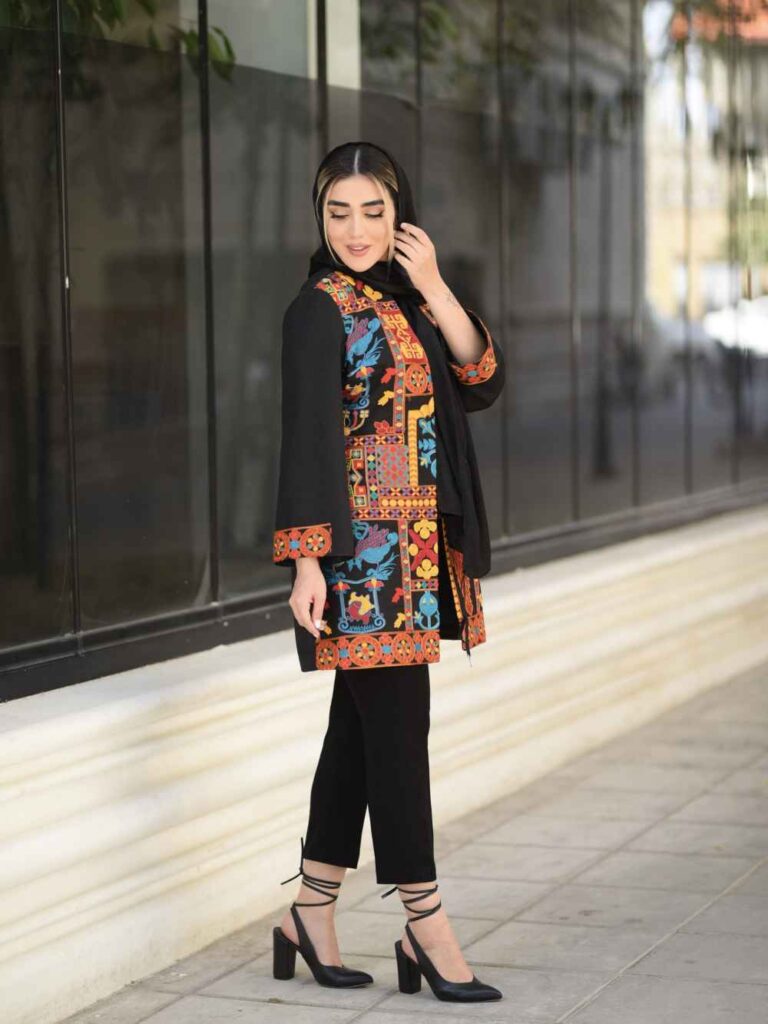 Persian Embroidered Manto Model Taavoos - ShopiPersia