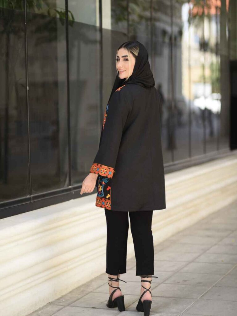 Persian Embroidered Manto Model Taavoos - ShopiPersia