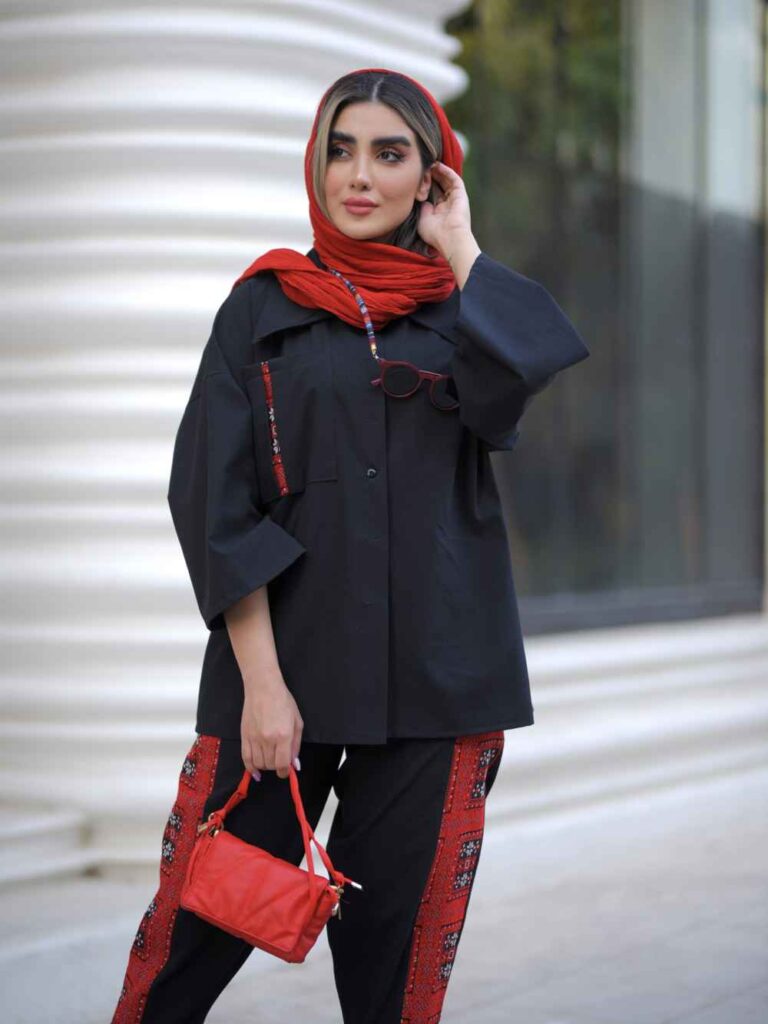 Persian Embroidered Manto & Pants Set Model Delbar - ShopiPersia