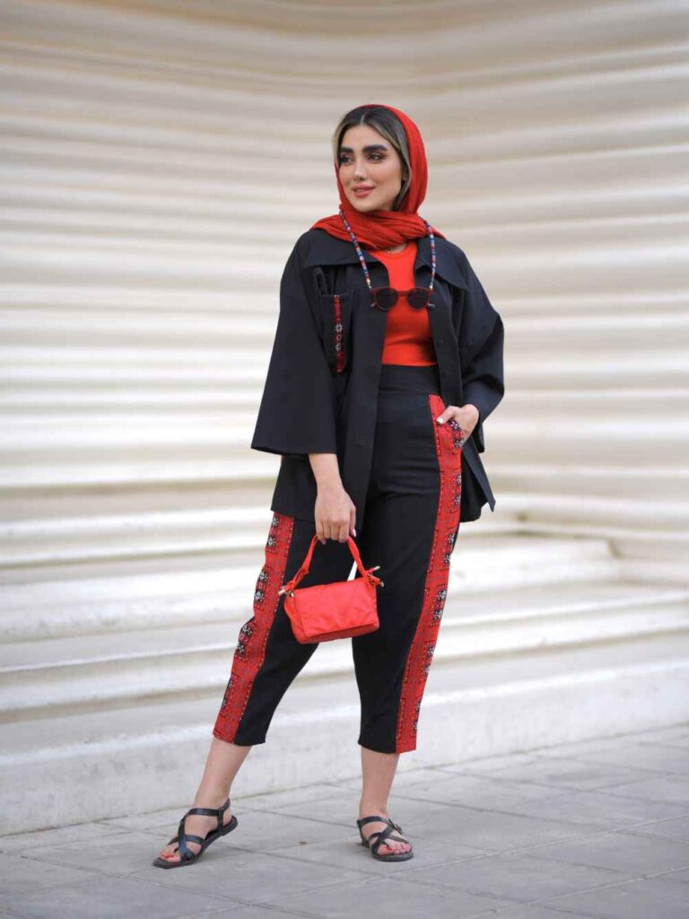 Persian Embroidered Manto & Pants Set Model Delbar - ShopiPersia