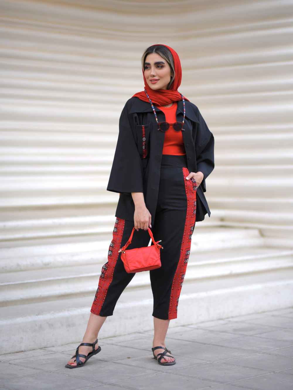 Persian Embroidered Manto & Pants Set Model Delbar - ShopiPersia