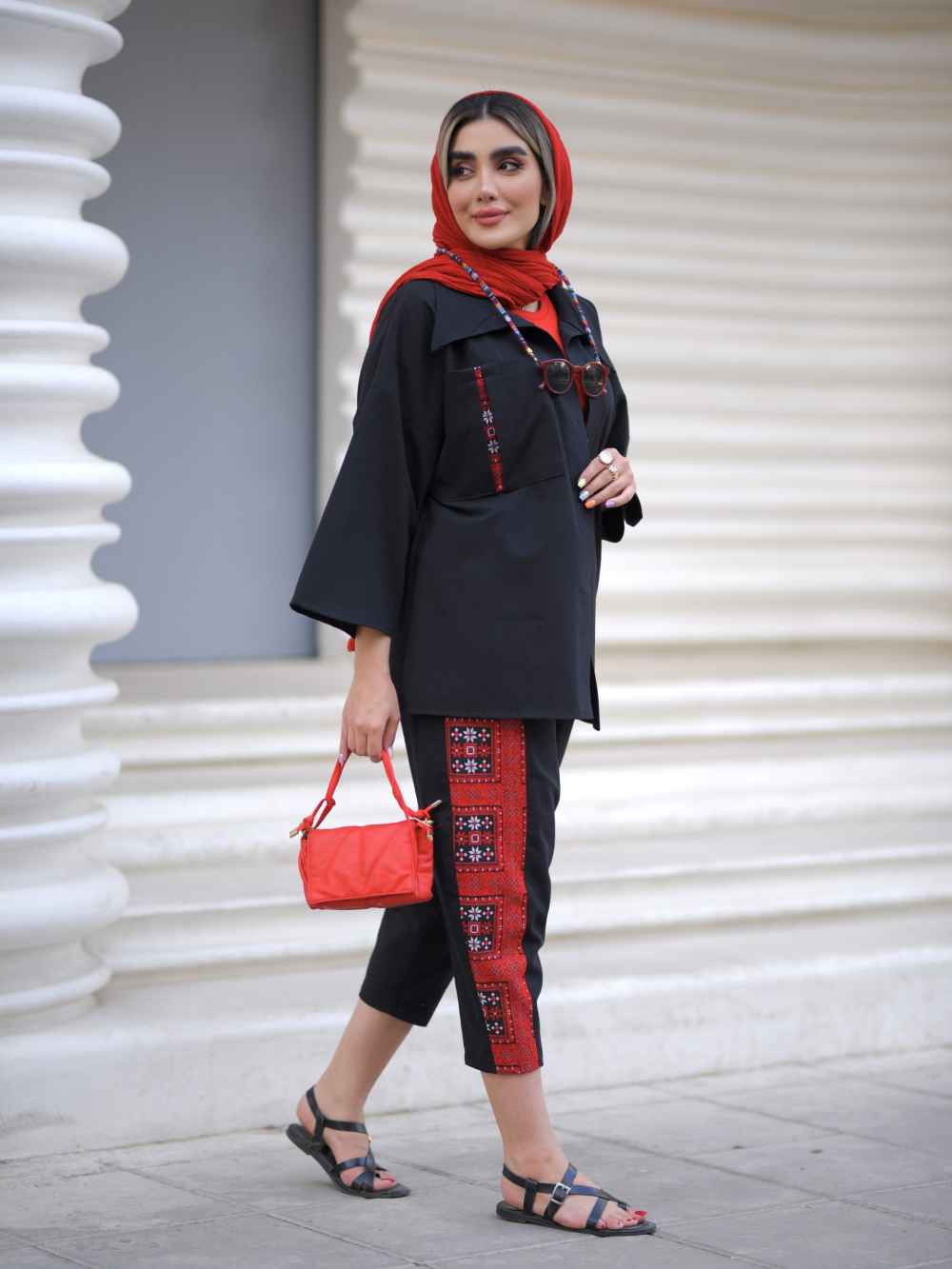 Persian Embroidered Manto & Pants Set Model Delbar - ShopiPersia