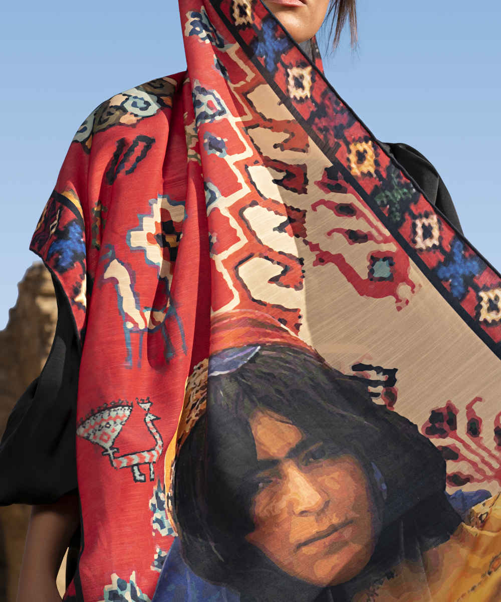 Persian Print Shawl for Women Artistic Model Alay - ShopiPersia