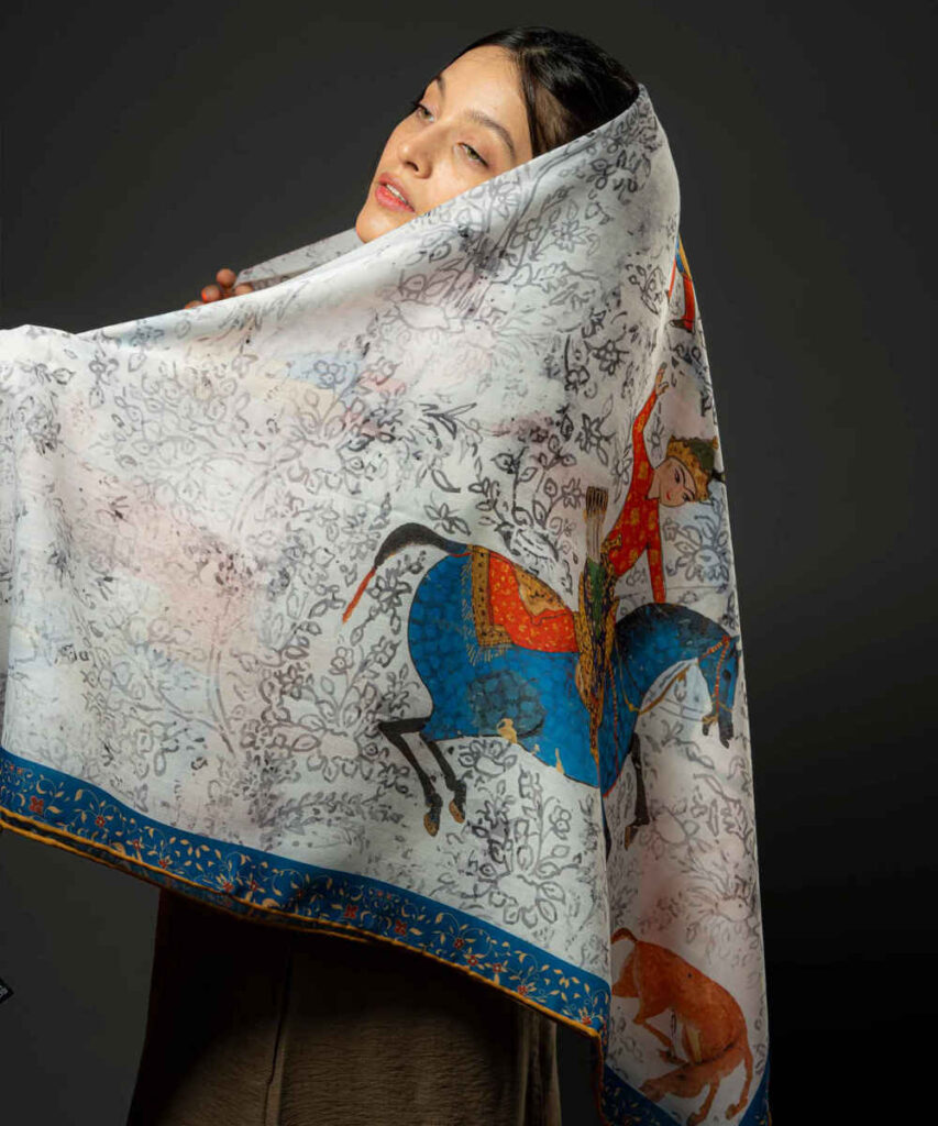 Persian Scarf for women Luxe and Vibrant Motif Bahram o Azadeh ...