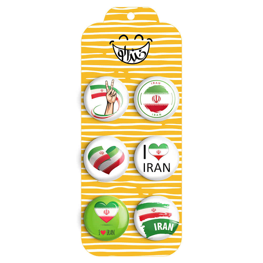 Persian Button Pin Set - Flag of Iran (6 pcs) - ShopiPersia