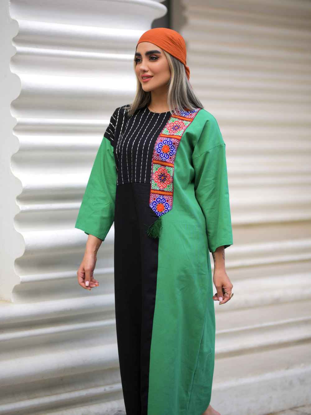 Women's Long Sleeve Linen Dress Model Maral - ShopiPersia