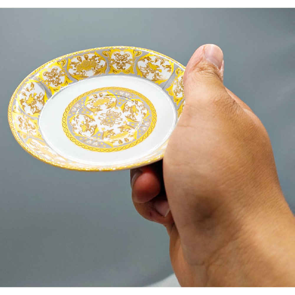 Set of 6 Persian Porcelain Tea Saucers with Roniz Design - ShopiPersia