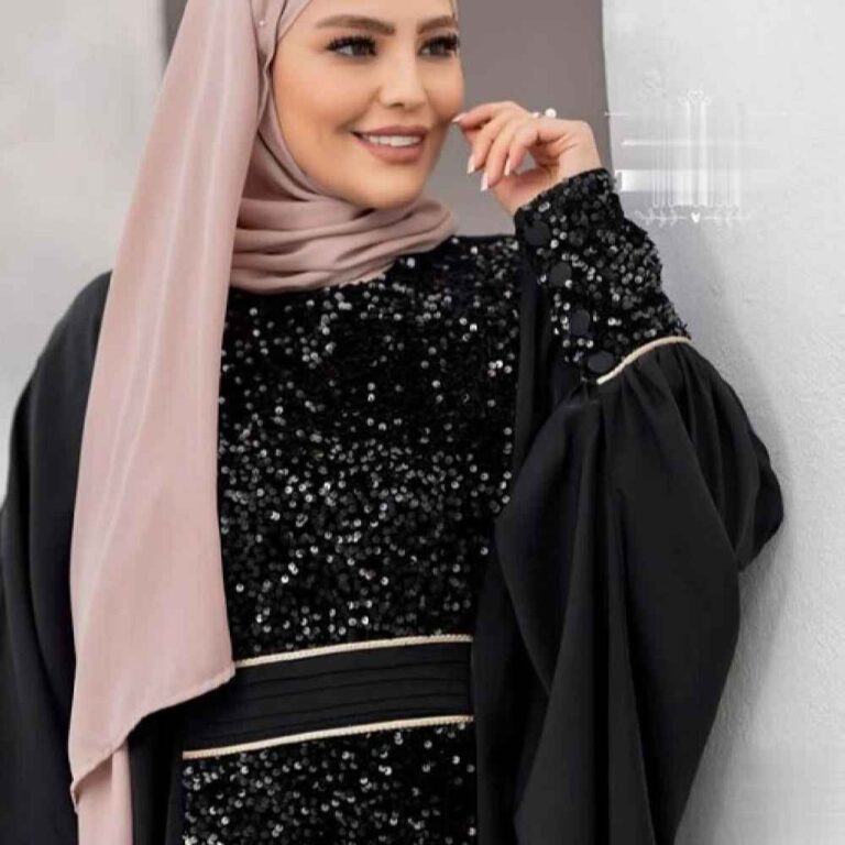 Stylish Abaya for Women Elegant Black With Sparkly Sequin - ShopiPersia