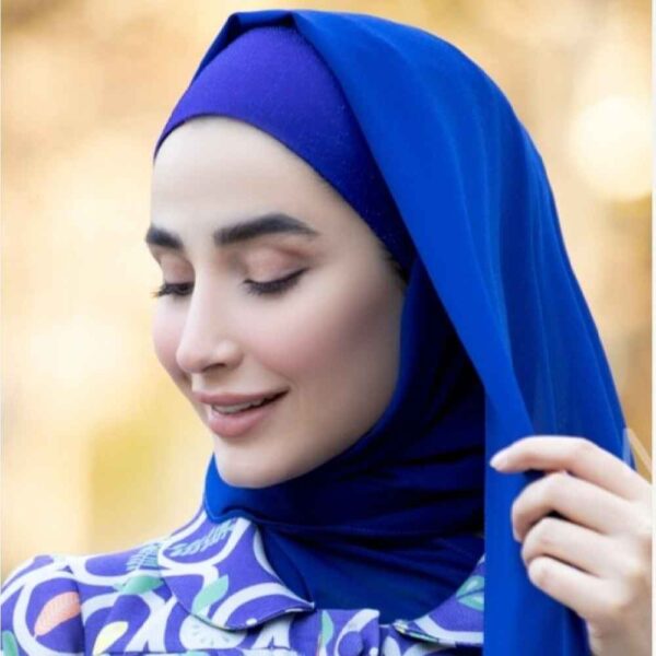 Blue Chiffon Shayla Hijab Scarf for Muslims - ShopiPersia