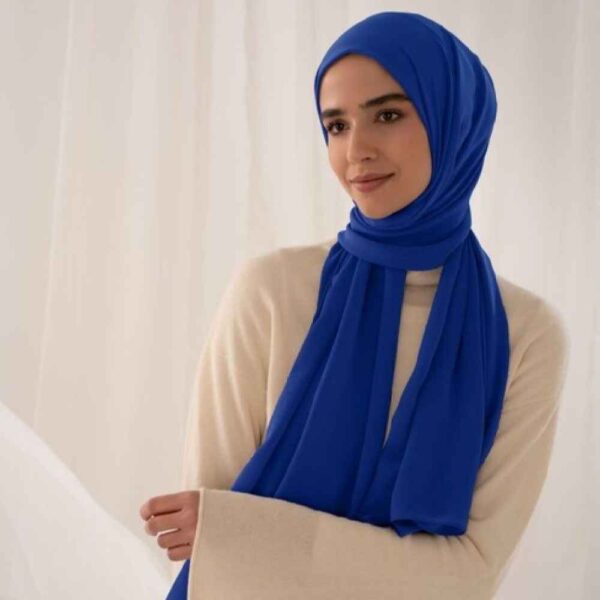 Blue Chiffon Shayla Hijab Scarf for Muslims - ShopiPersia