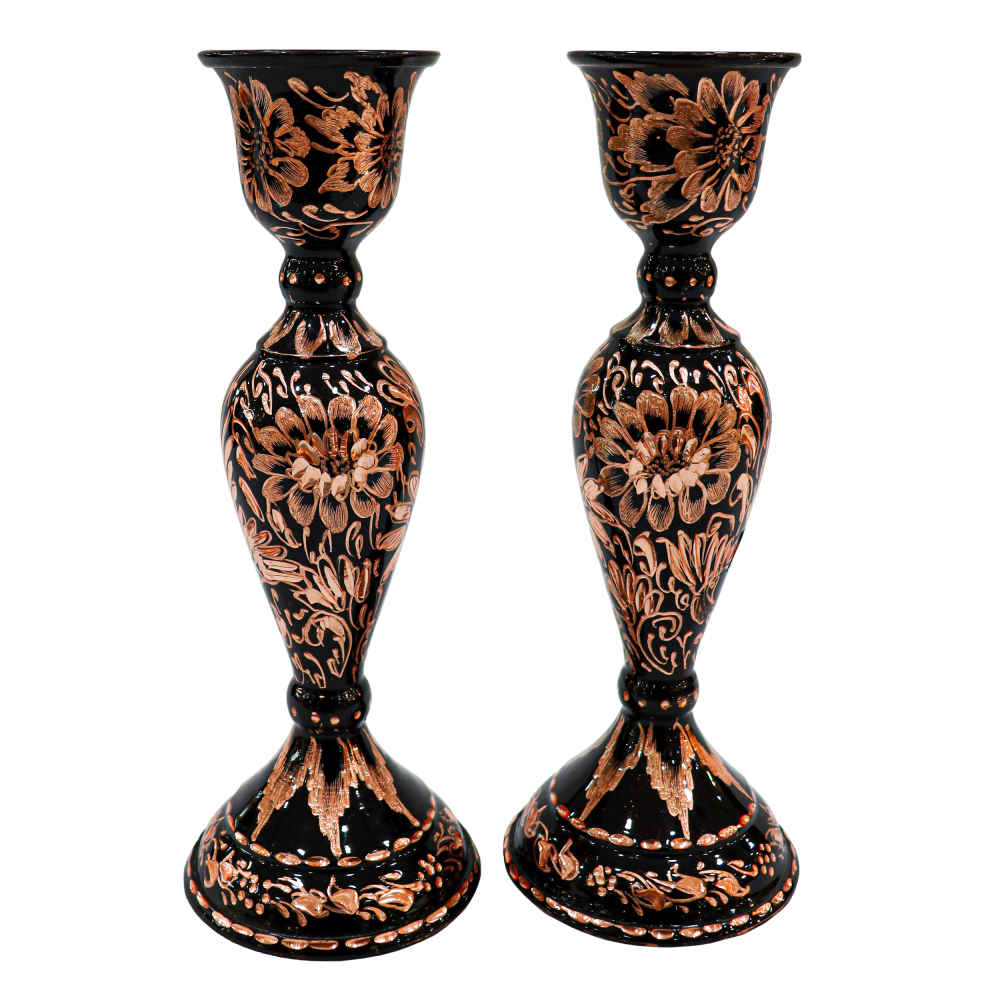 Engraved Persian Copper Mirror Frame & Candlesticks Set – Arsh Design ...