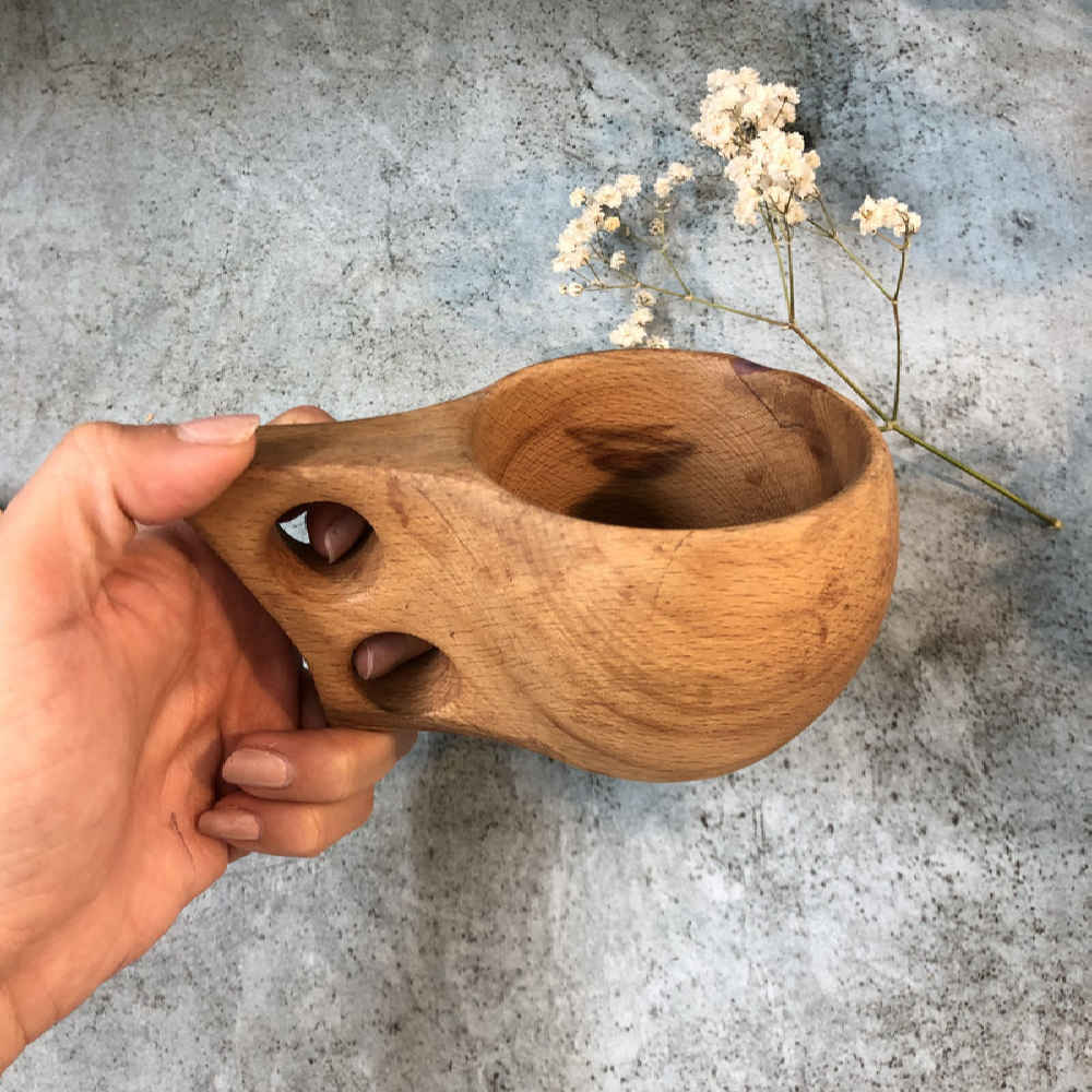 Rustic Wooden Cup - Handcrafted Camping Cup Model Neshat - ShopiPersia