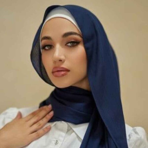 Navy Blue Crepe Shayla Hijab - ShopiPersia