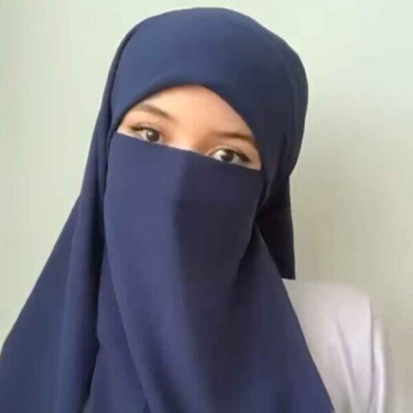 Navy Blue Islamic Crepe Square Scarf & Niqab Set for Women - ShopiPersia