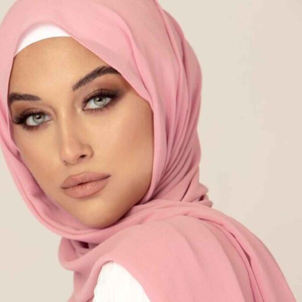 Pink Chiffon Shayla Hijab for Muslim Women - ShopiPersia