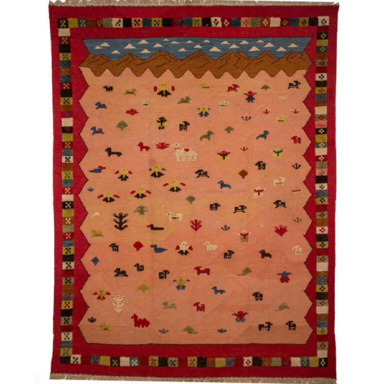 Persian Wool Kilim Rug Handwoven in Fars Traditional Nazli - ShopiPersia