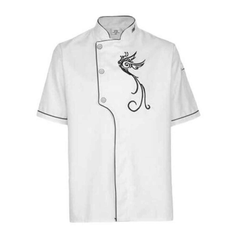 Embroidery Short Sleeve Chef's Jacket Uniform - ShopiPersia