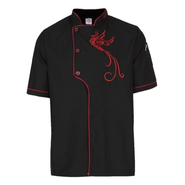 Embroidery Short Sleeve Chef's Jacket Uniform - ShopiPersia