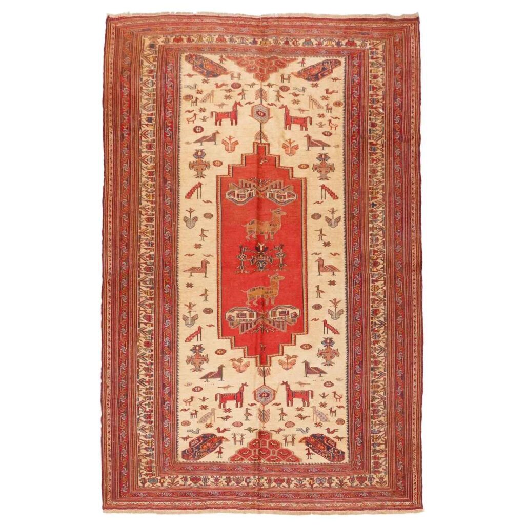 Persian Wool Kilim Rug Handwoven in Fars Traditional Aynaz - ShopiPersia