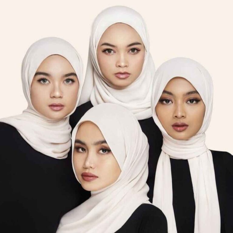 White Crepe Shayla Hijab - ShopiPersia