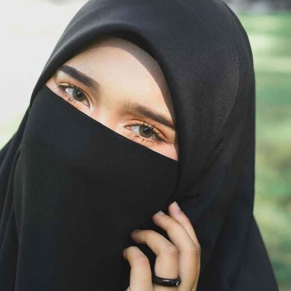 Black Islamic Square Scarf & Half Niqab Set for Women - ShopiPersia