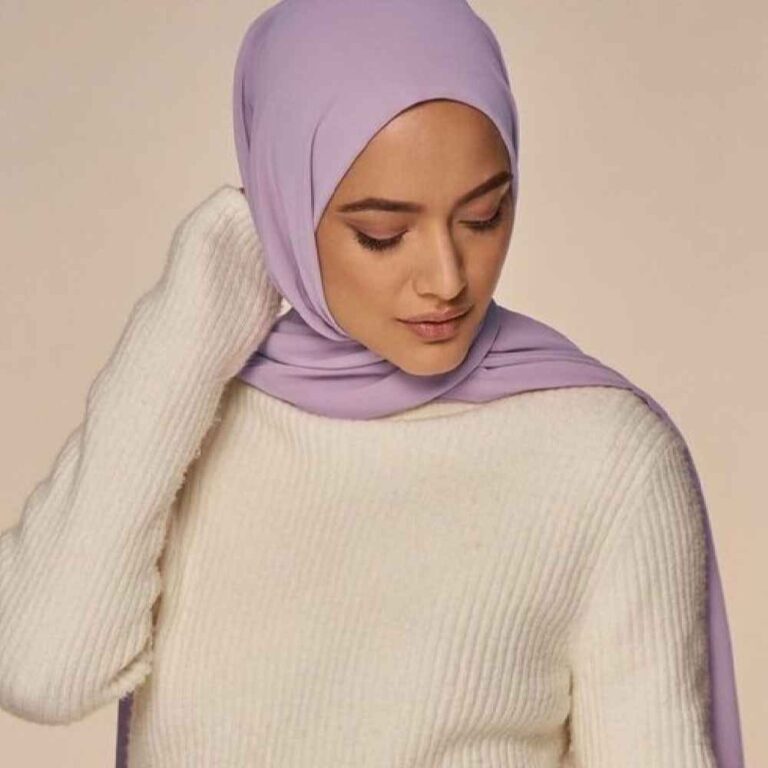 Women's Lilac Crepe Shayla Hijab - ShopiPersia
