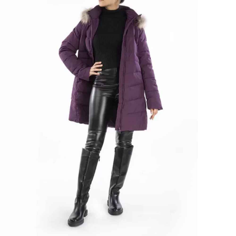 Puffer Jacket for Women Long Sleeve Zipper with Hood Foad - ShopiPersia