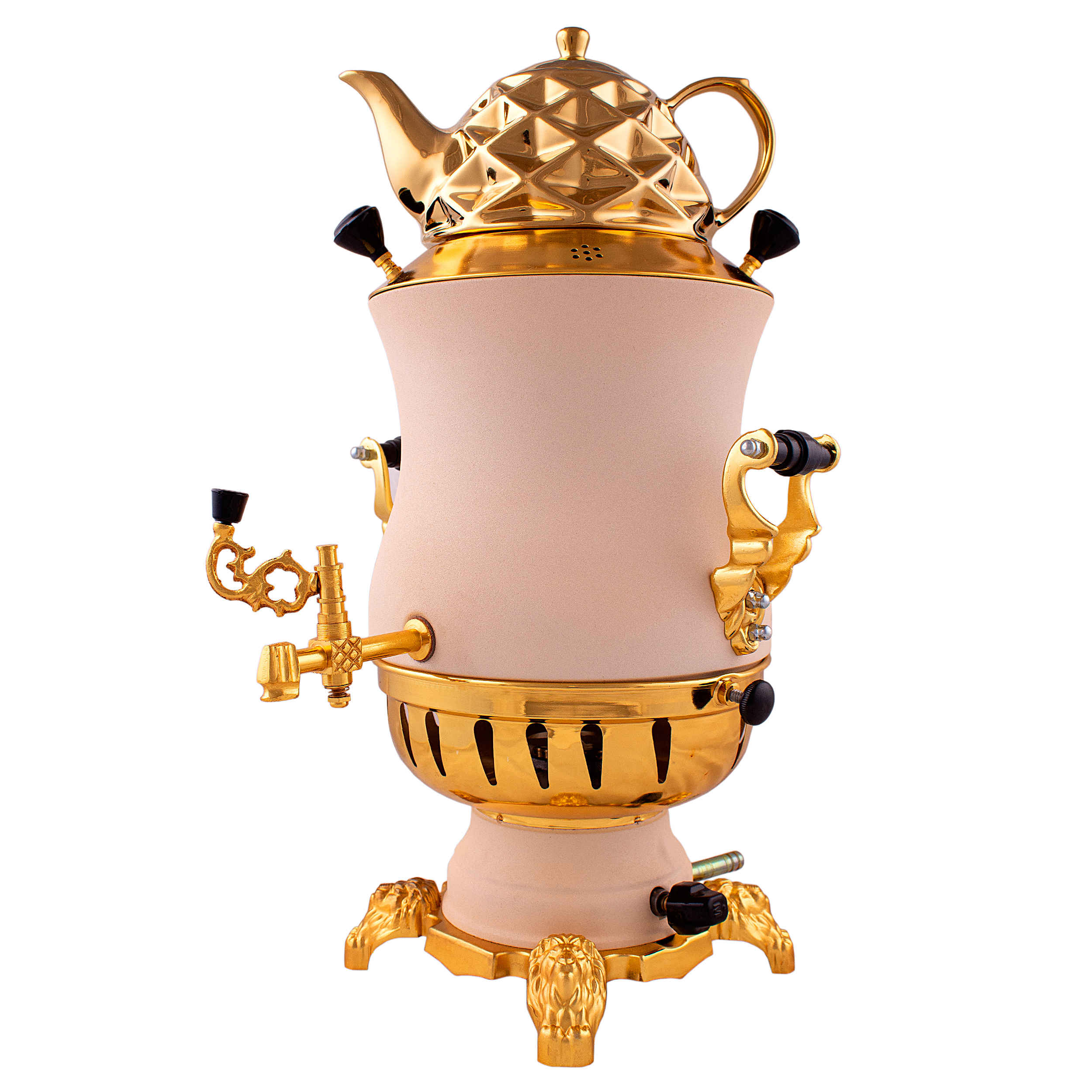 Gas Samovar Tea Maker with Teapot Modern Geometric Design 6-Liter ...