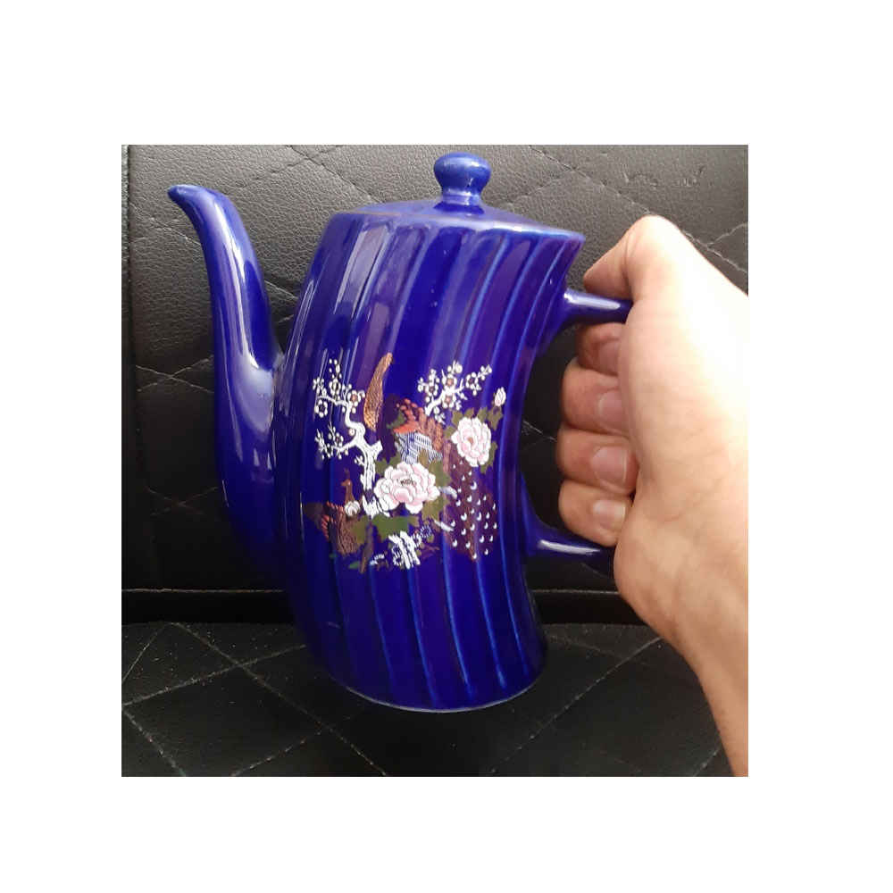 Handcrafted Pottery Pitcher Blue Artistic Tavoos - ShopiPersia