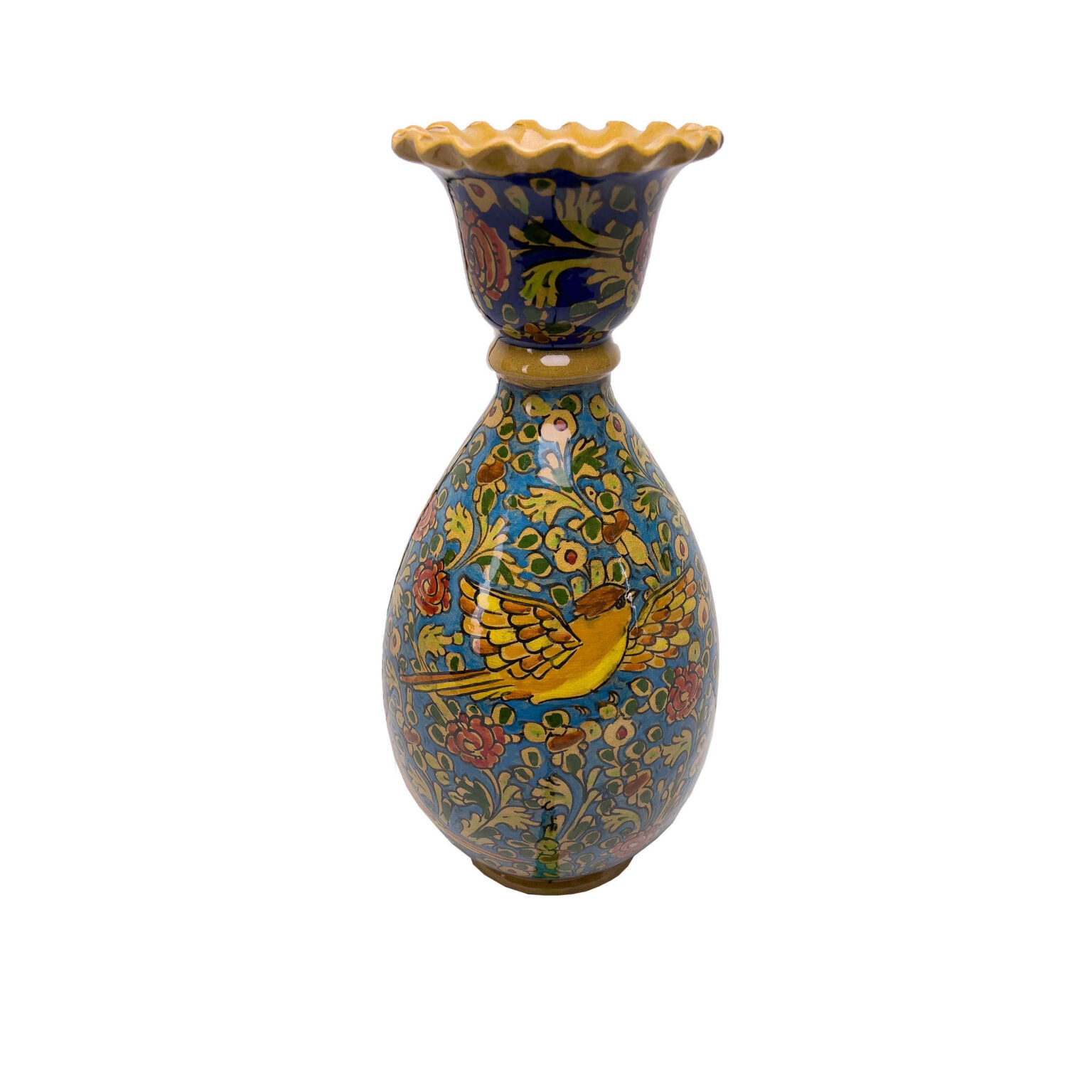 Traditional Persian Pottery Vase - Hand-Painted Gol-o-Morgh Pattern ...