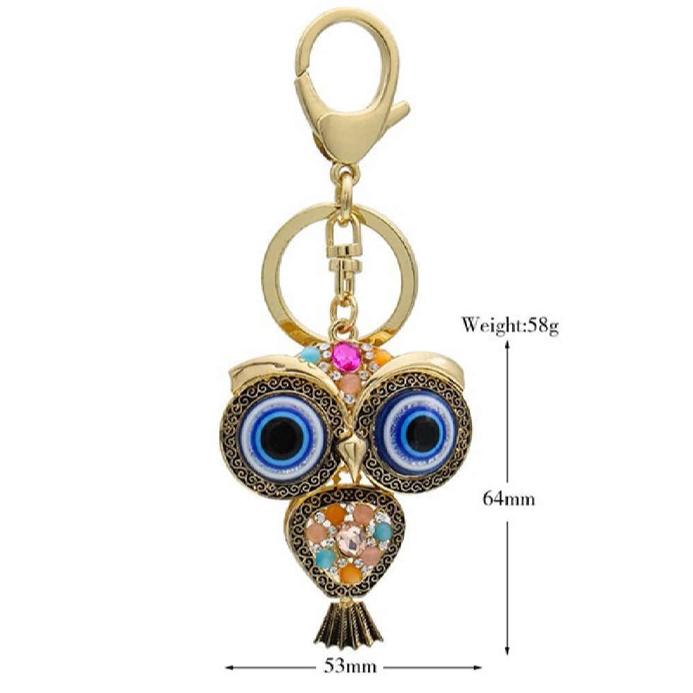 Metal Owl Keychain - Evil Eye Design - ShopiPersia