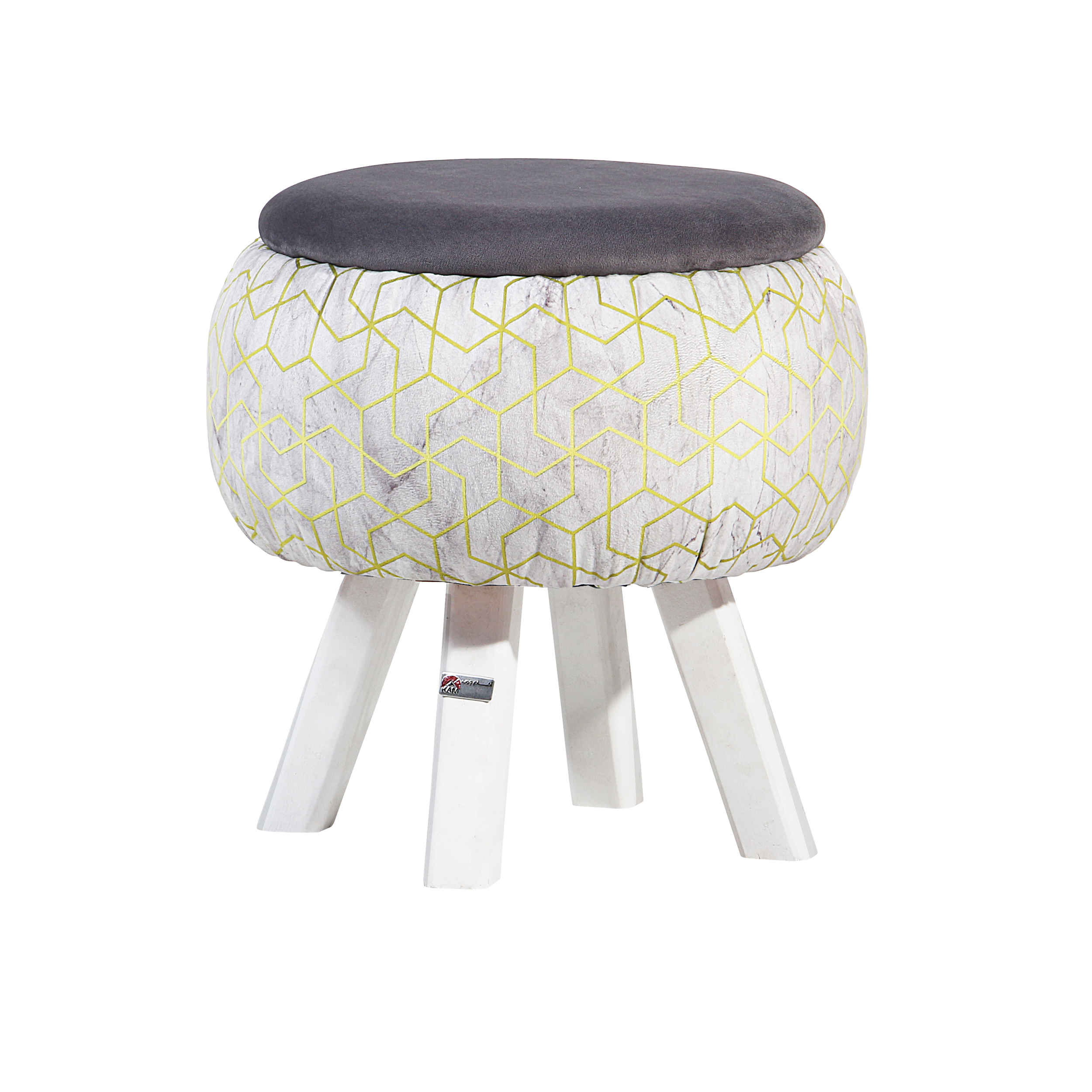 Round Velvet Footstool With Wooden Legs Model Lux - ShopiPersia