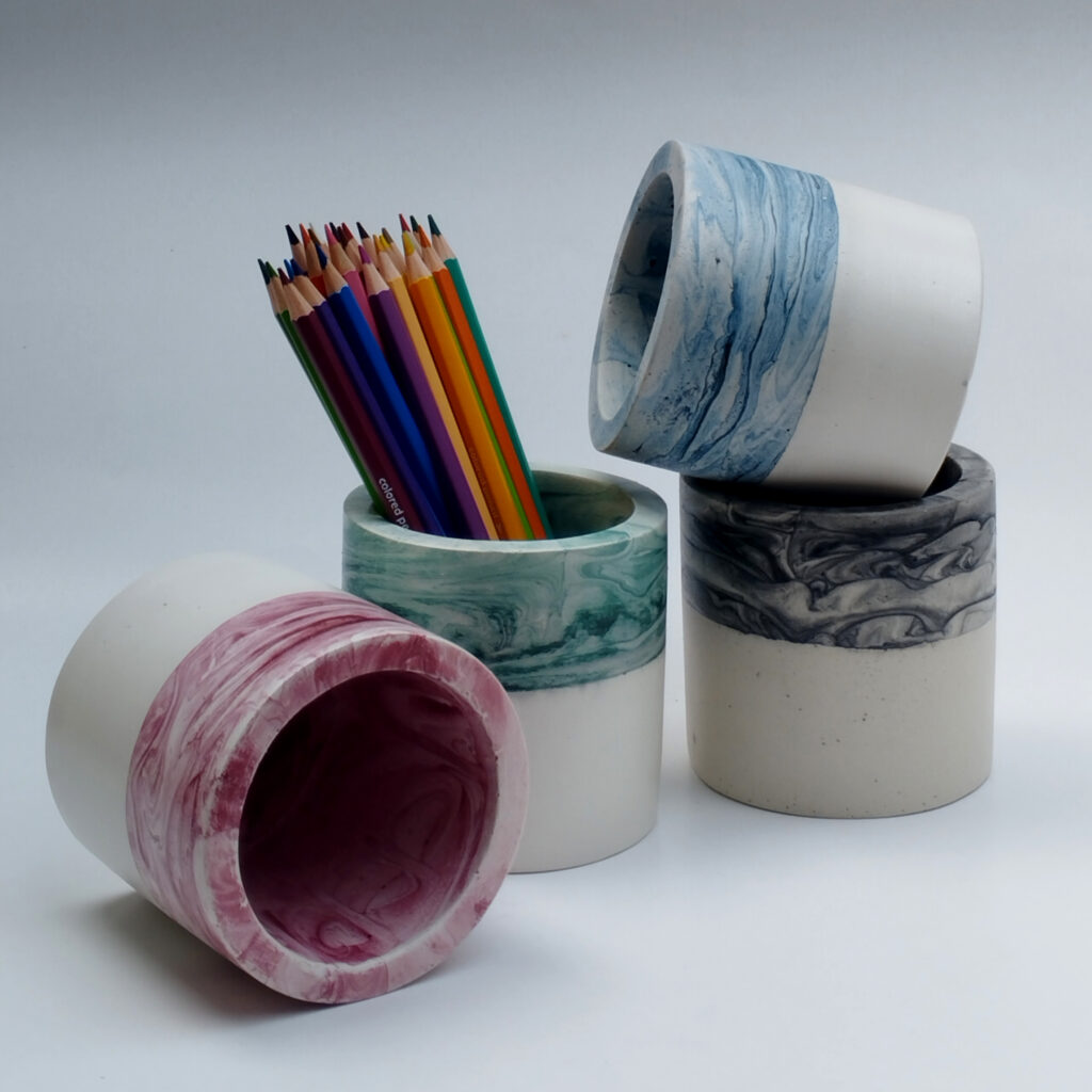 Stone Pen Holder for Desk with Marble Design Model Rangi - ShopiPersia