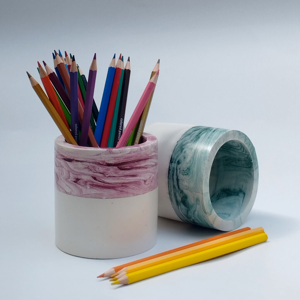 Stone Pen Holder for Desk with Marble Design Model Rangi - ShopiPersia