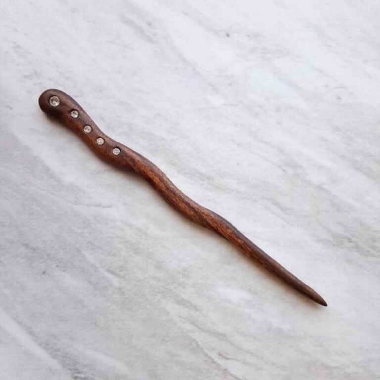 Wooden Hair Stick Handcrafted with Moon Design for Women - ShopiPersia