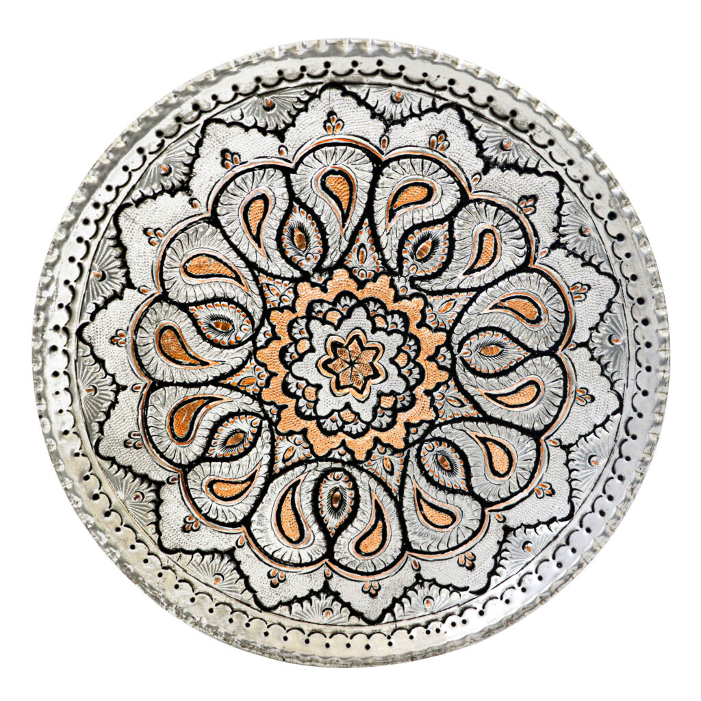 Persian Decorative Copper Engraved Plate Intricate Design - ShopiPersia
