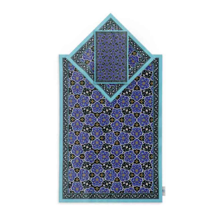 Islamic Prayer Mat Velvet Sajadah with Persian Tiles Design - ShopiPersia