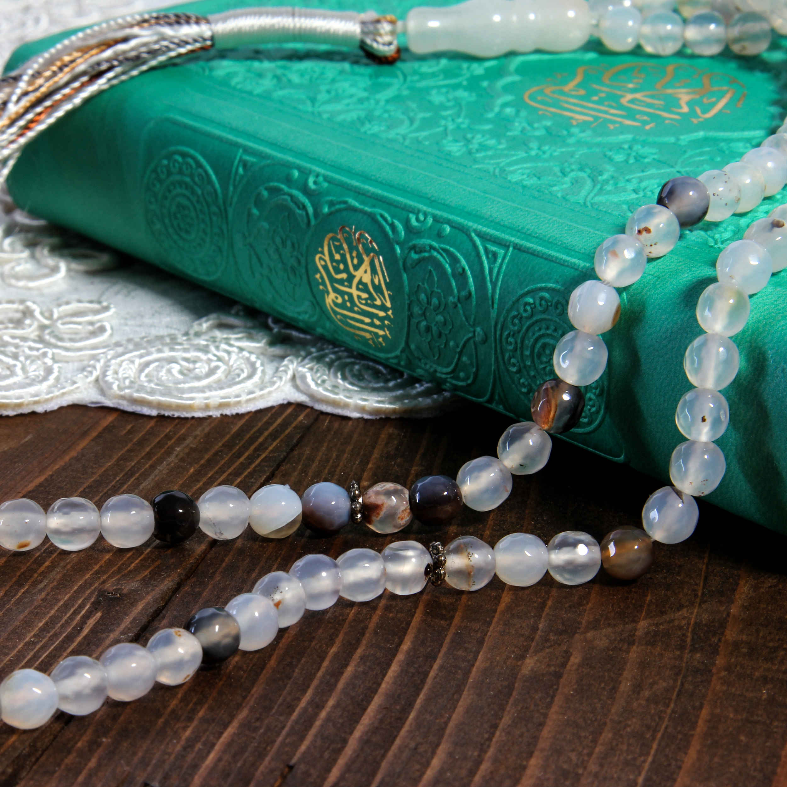 Islamic Sulemani Hakik Rosary Crafted with 101 Prayer Beads Tasbih Gray ...
