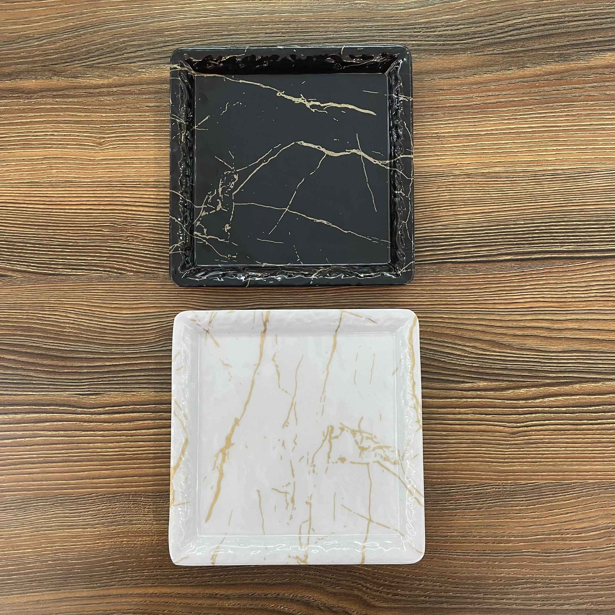 Melamine Plate Set, Square Shape Marble Design, Pack of 3 - ShopiPersia