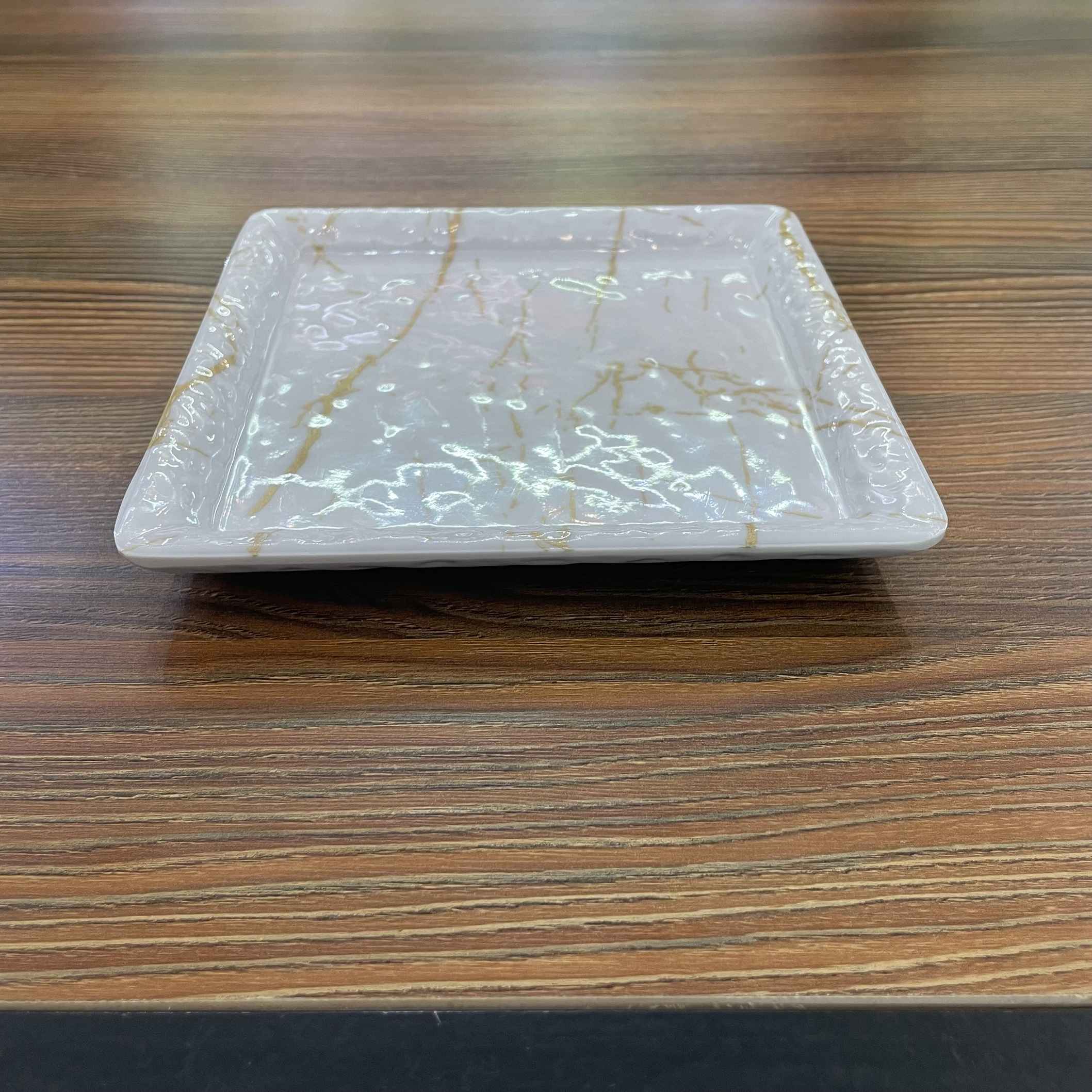 Melamine Plate Set, Square Shape Marble Design, Pack of 3 - ShopiPersia