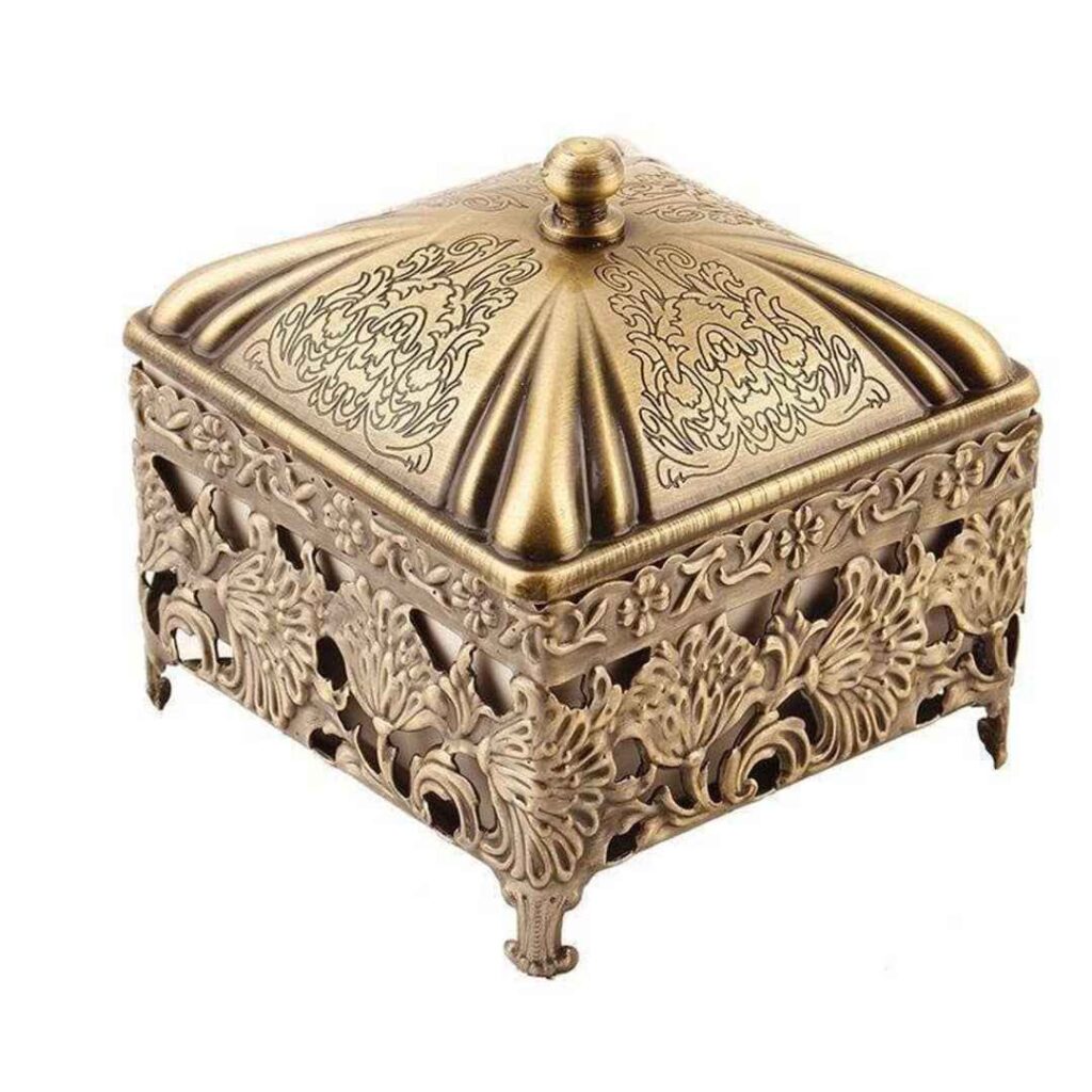Metal Sugar Bowl Floral Design With Base Model Diyana - ShopiPersia