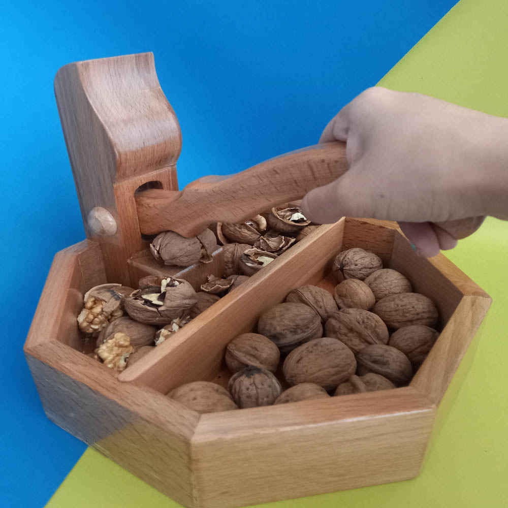 Rustic Lever Nutcracker – Handmade Beech Wood Nut Cracker for Strong ...