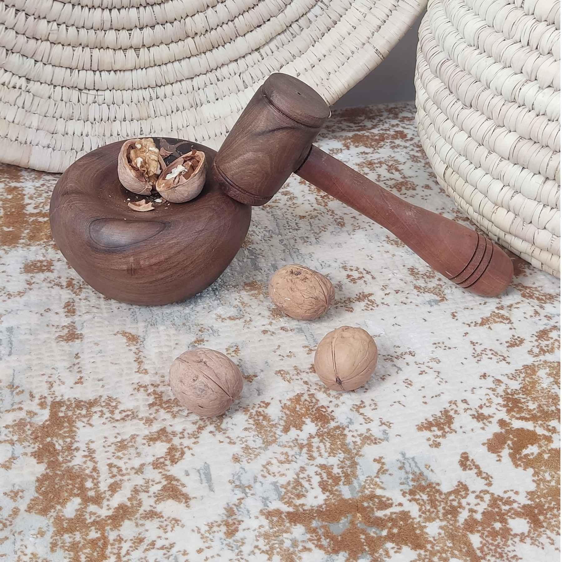 Rustic Nutcracker – Handmade Natural Wood with Hammer - ShopiPersia