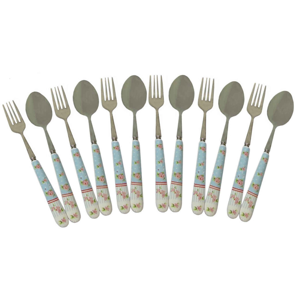 Spoon and Fork Flatware Set with Ceramic-handled Model Angel - ShopiPersia
