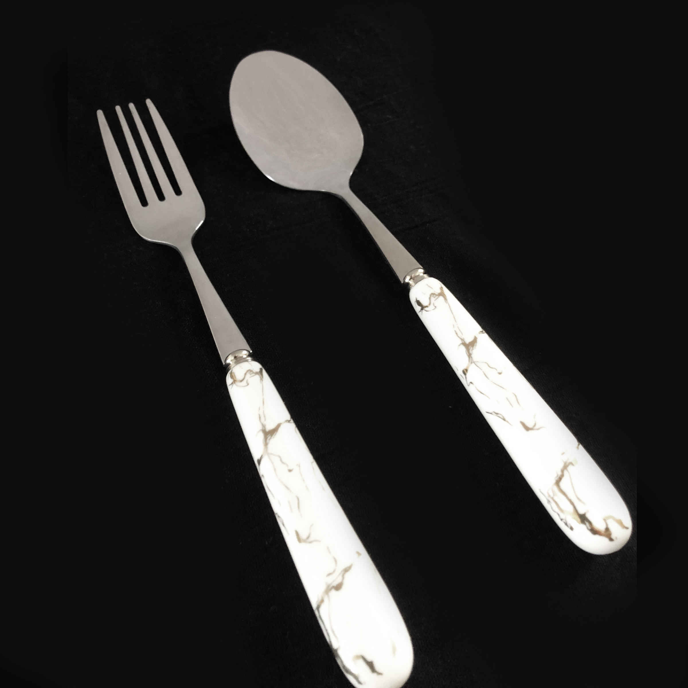 Spoon and Fork Flatware Set with Ceramic-handled Model Marble - ShopiPersia