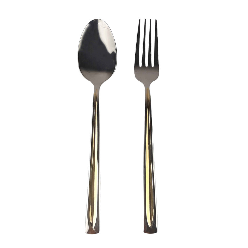 Spoon and Fork Flatware Set Golden Design 12 Pcs Model Paris - ShopiPersia