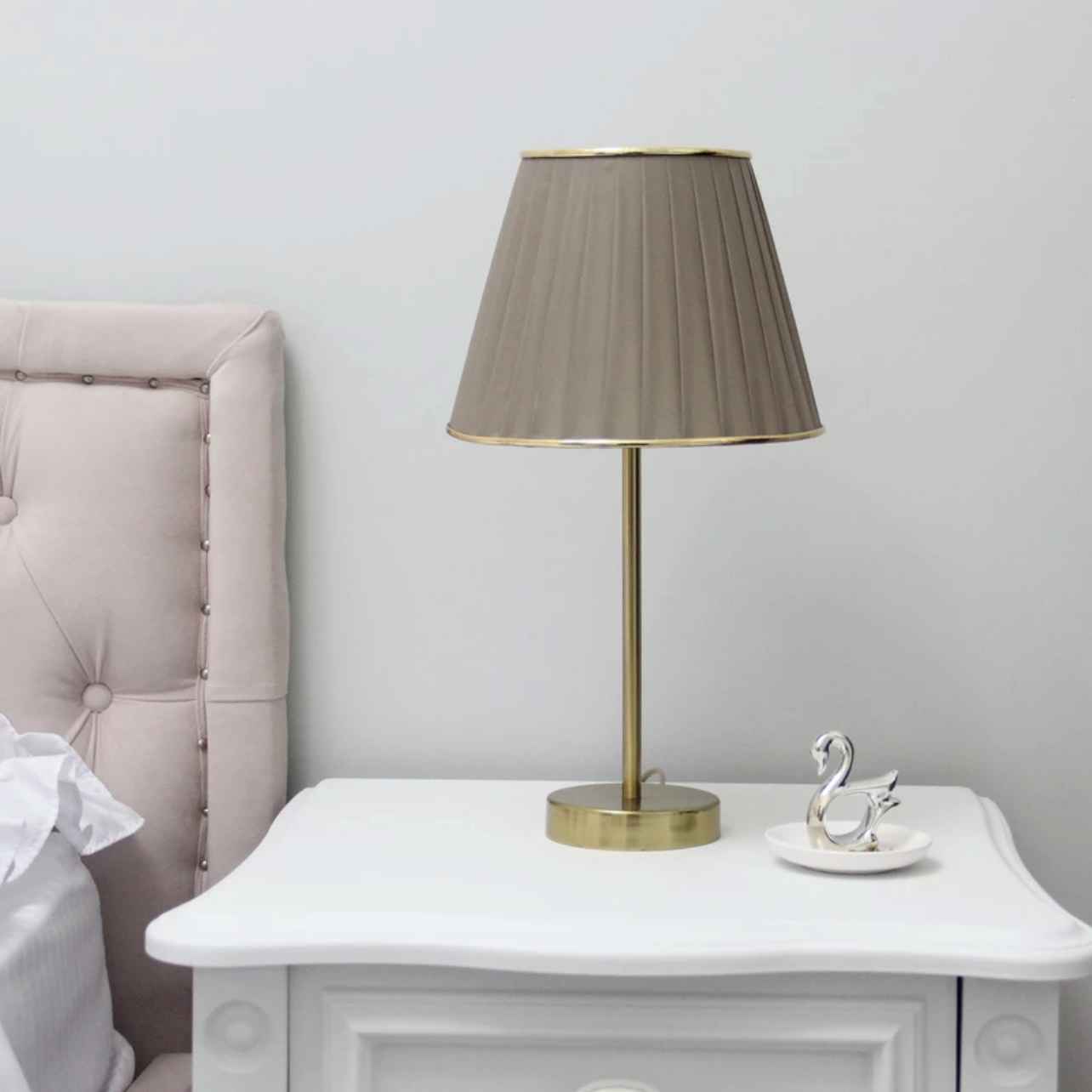 Accent Table Lamp with Fabric Tapered Lampshade Norham - ShopiPersia
