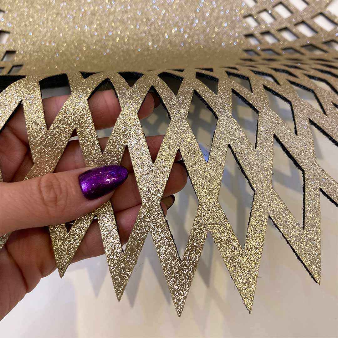 Table Runner Faux Leather with Elegant Glitter Design - ShopiPersia